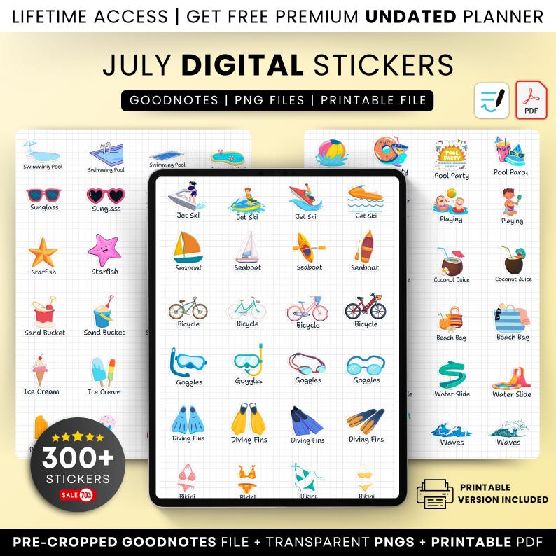 July 2024 Digital Stickers for Goodnotes, July Goodnotes Monthly ...