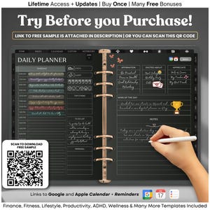 Dark Mode All-in-one Digital Planner 2024, 2025, 2026, Undated Digital ...