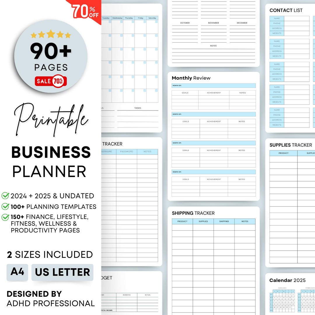 Printable Business Planner Bundle, Small Business, Product and Social ...