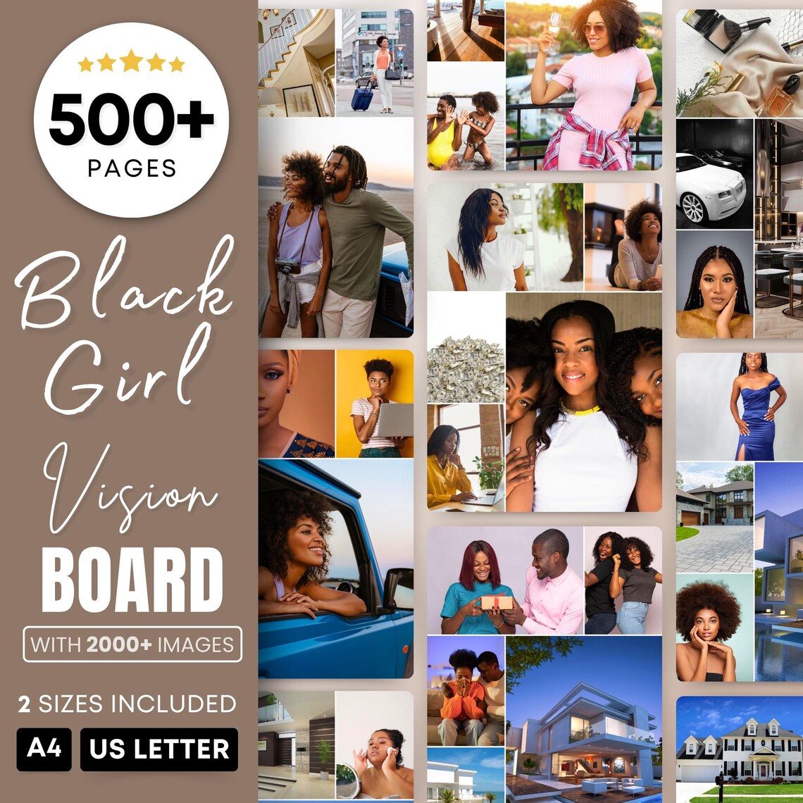 Black Girl Vision Board 2025 Kit Printables | Affirmations & Quotes for ...