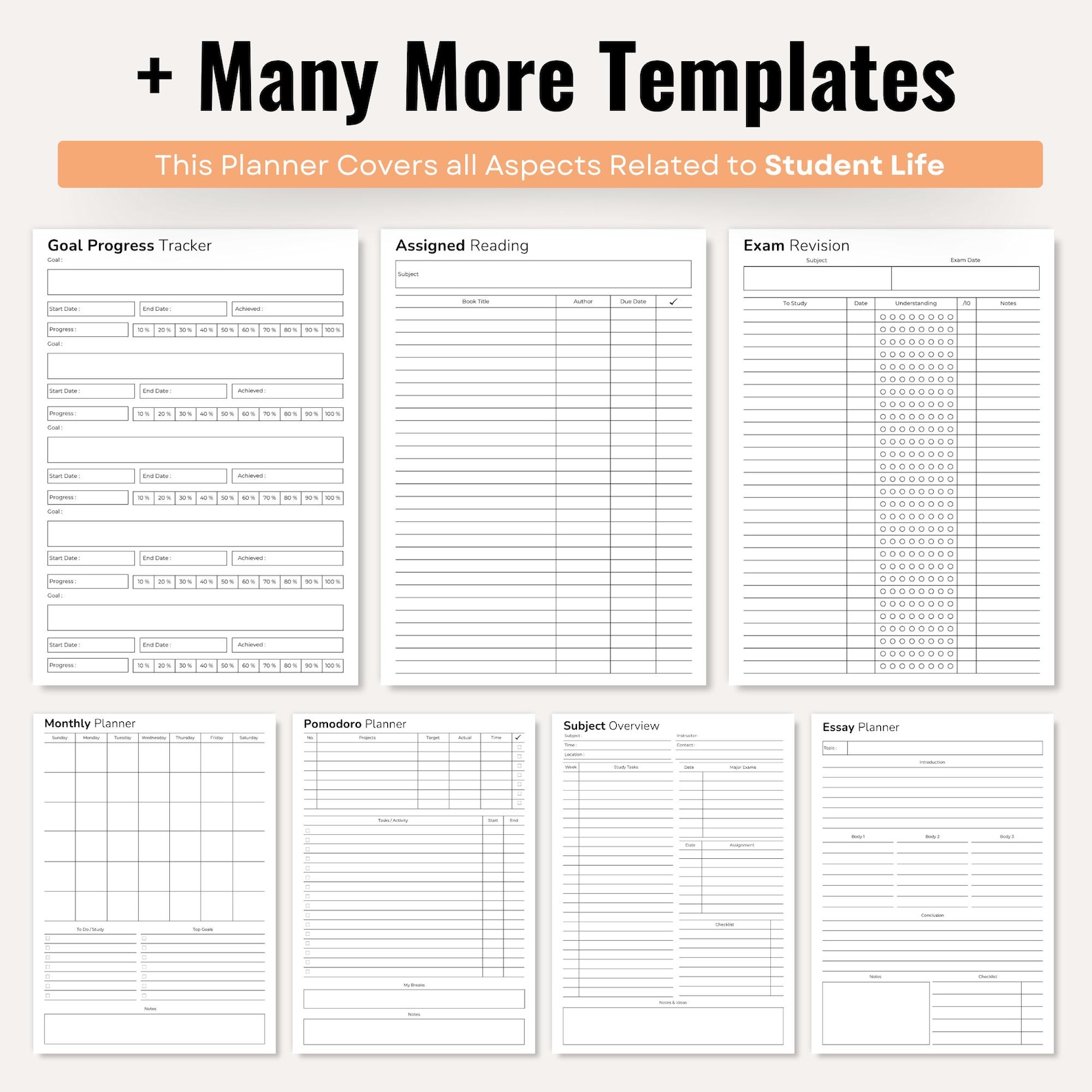Printable Planner, Printable Student Planner Bundle, Study Planner ...
