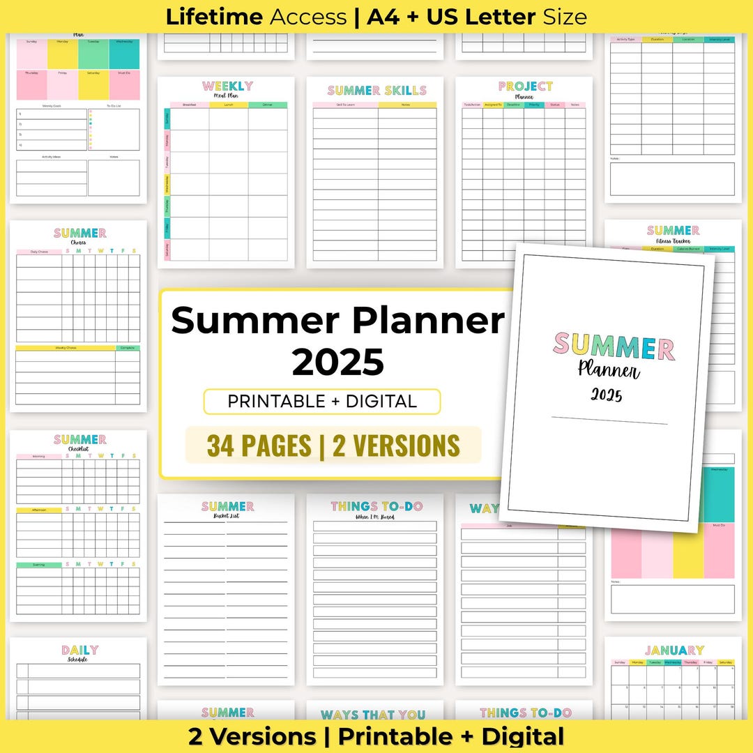 Summer Planner 2025 for Kids | 34 Pages | Printable & Digital | Summer ...