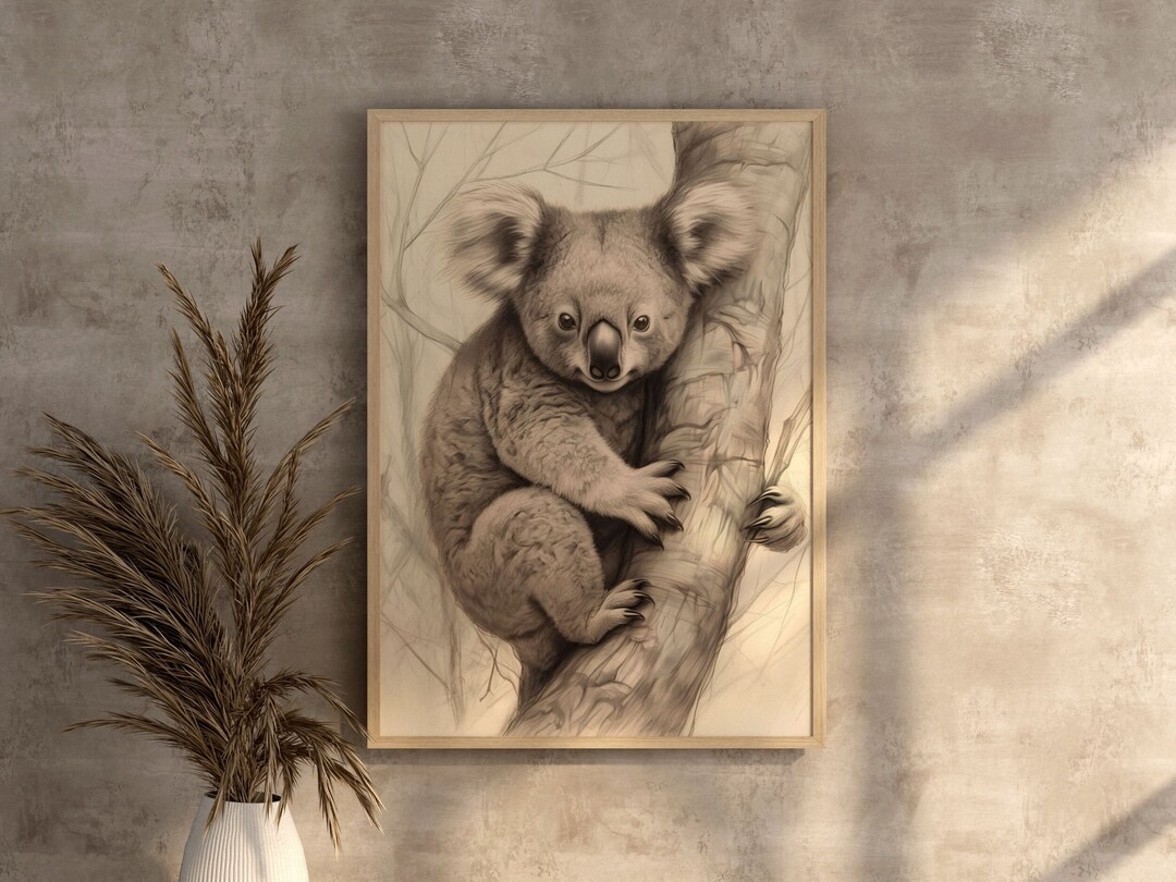 Cute Koala Printable Digital Wallprint Koala Artful Print Koala Bear ...