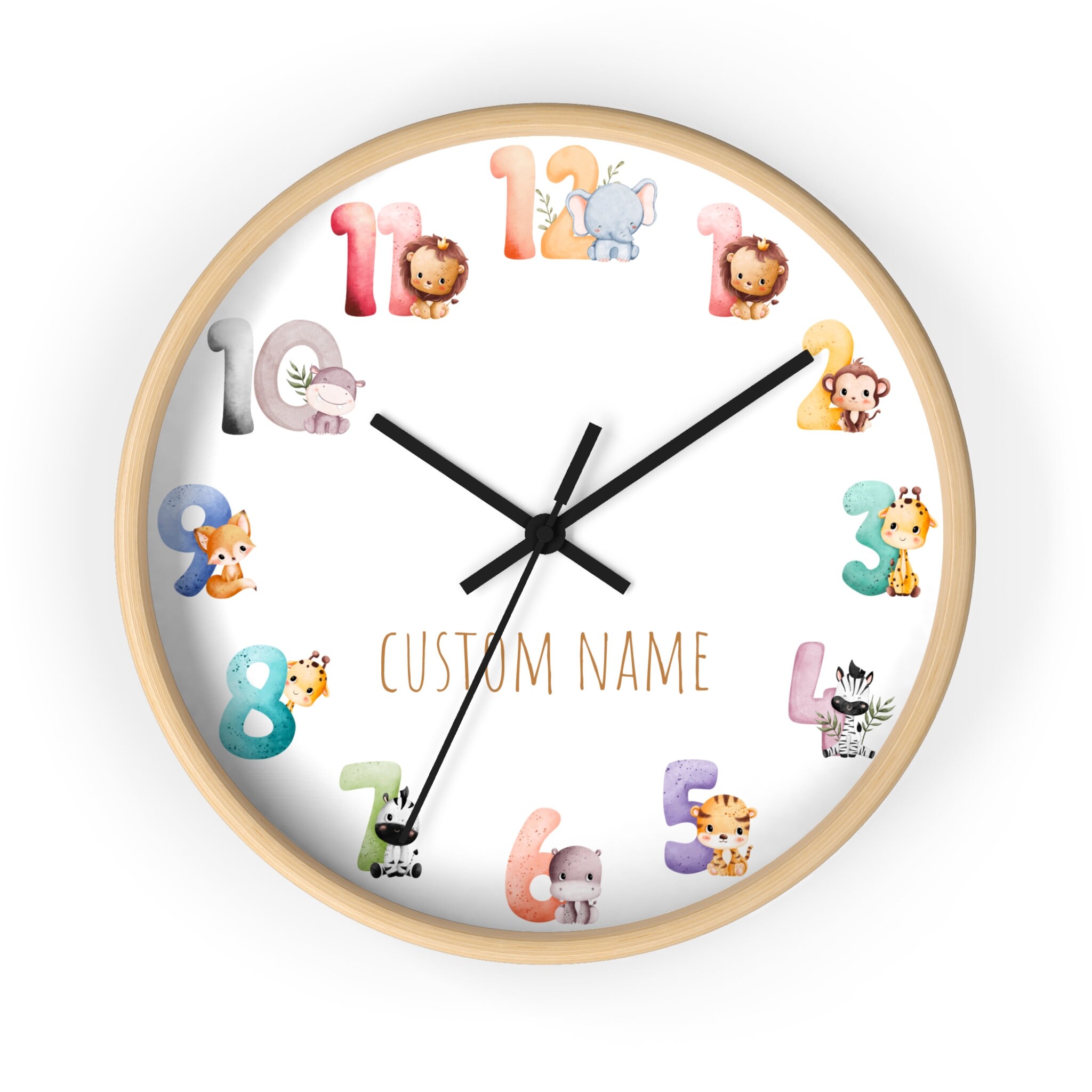 Safari Room Decor Jungle Bedroom Kids Wall Clock Personalised Clock ...