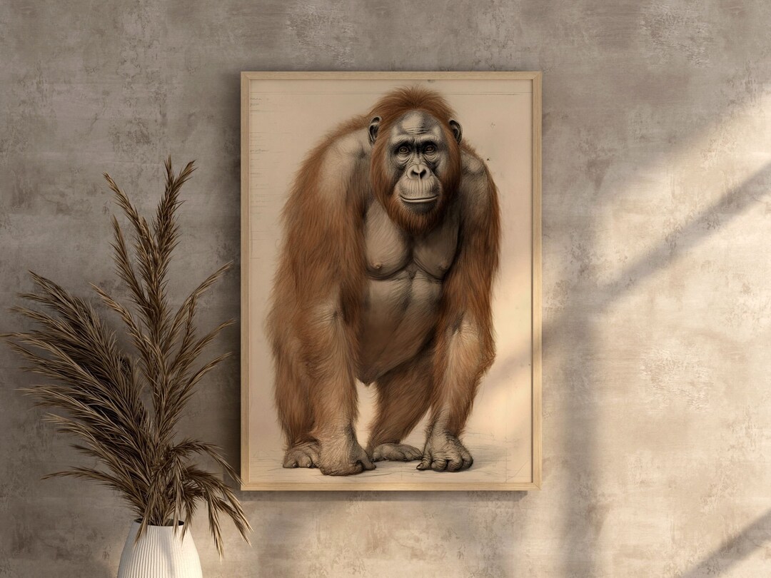 Digital Ape Wall Art Great Ape Orangutan Jungle Animal Art Gift ...