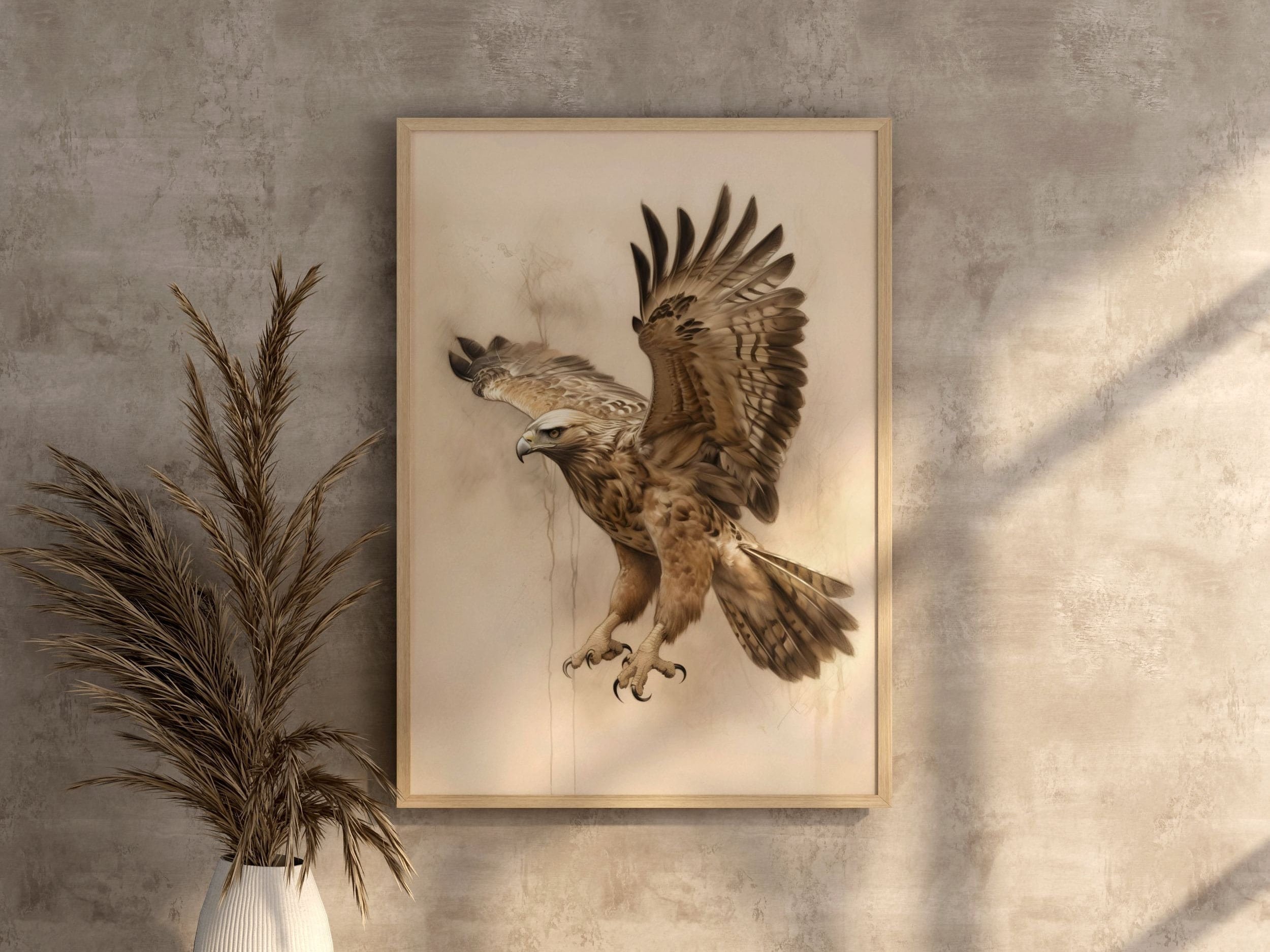 Hawk Falcon Art Digital Bird Poster Print Falcon Art Forest Animal ...