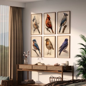 Set of 6 North American Bird Prints Downloadable Birds Gift Art Set ...