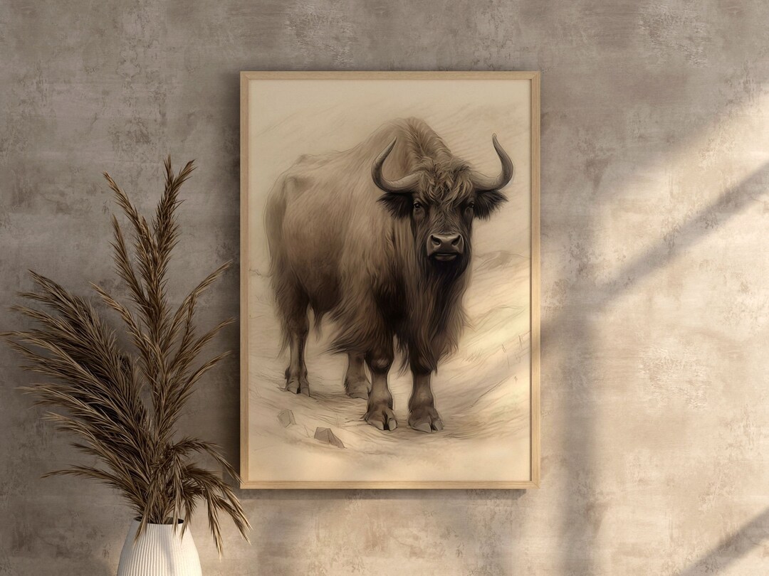 Digital Download Yak Gift Highland Cow Art Digital Wildlife Yak Prints ...