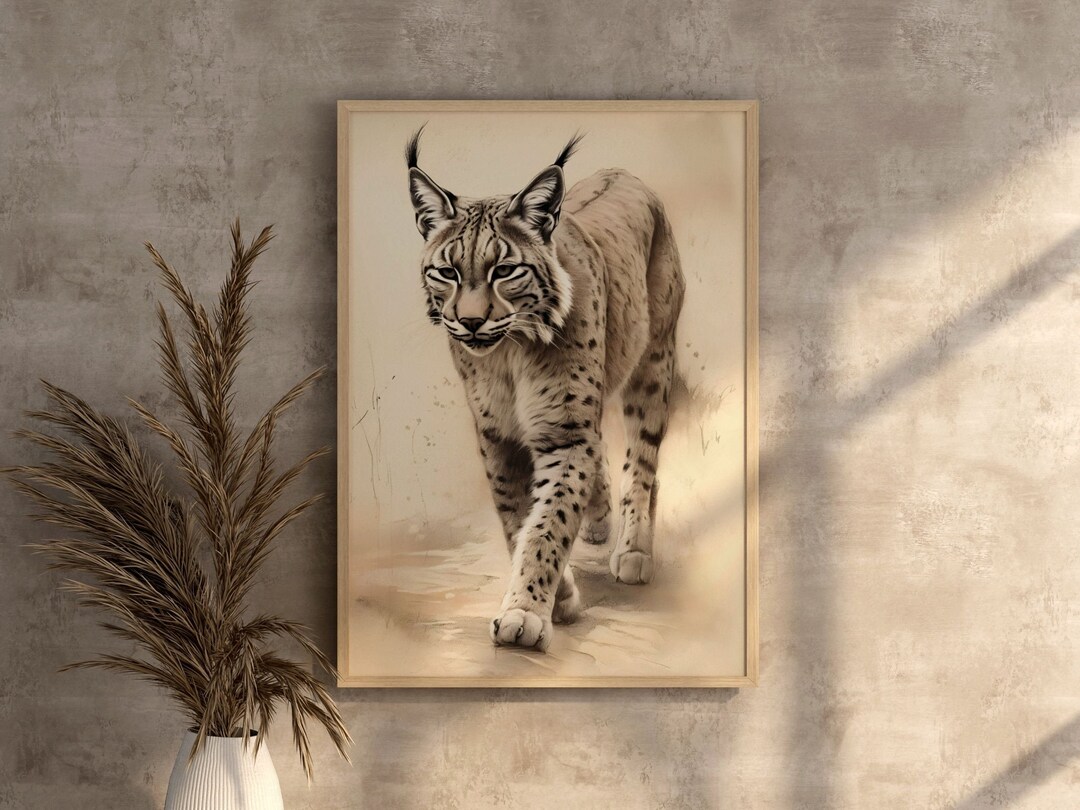 Lynx Print Woodland Art for Home Decoration Canadian Cat Lynx Digital ...