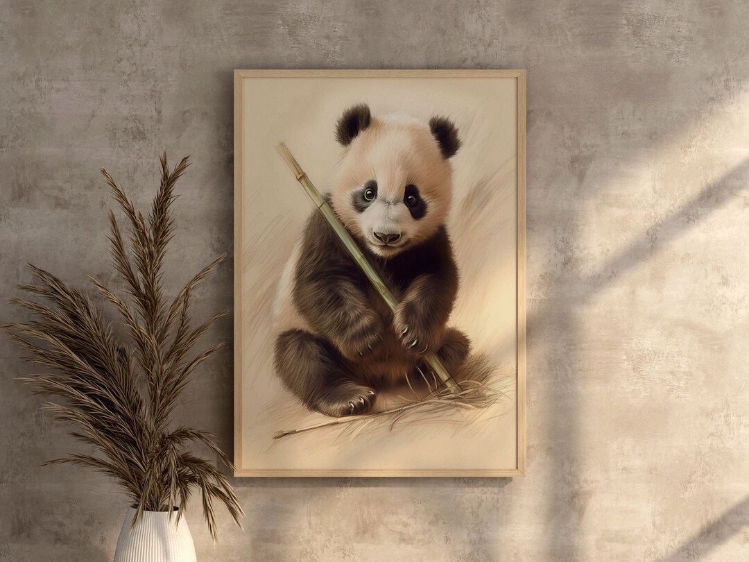 Digital Panda Bear Print Baby Panda Art Printable Wallart for Panda ...