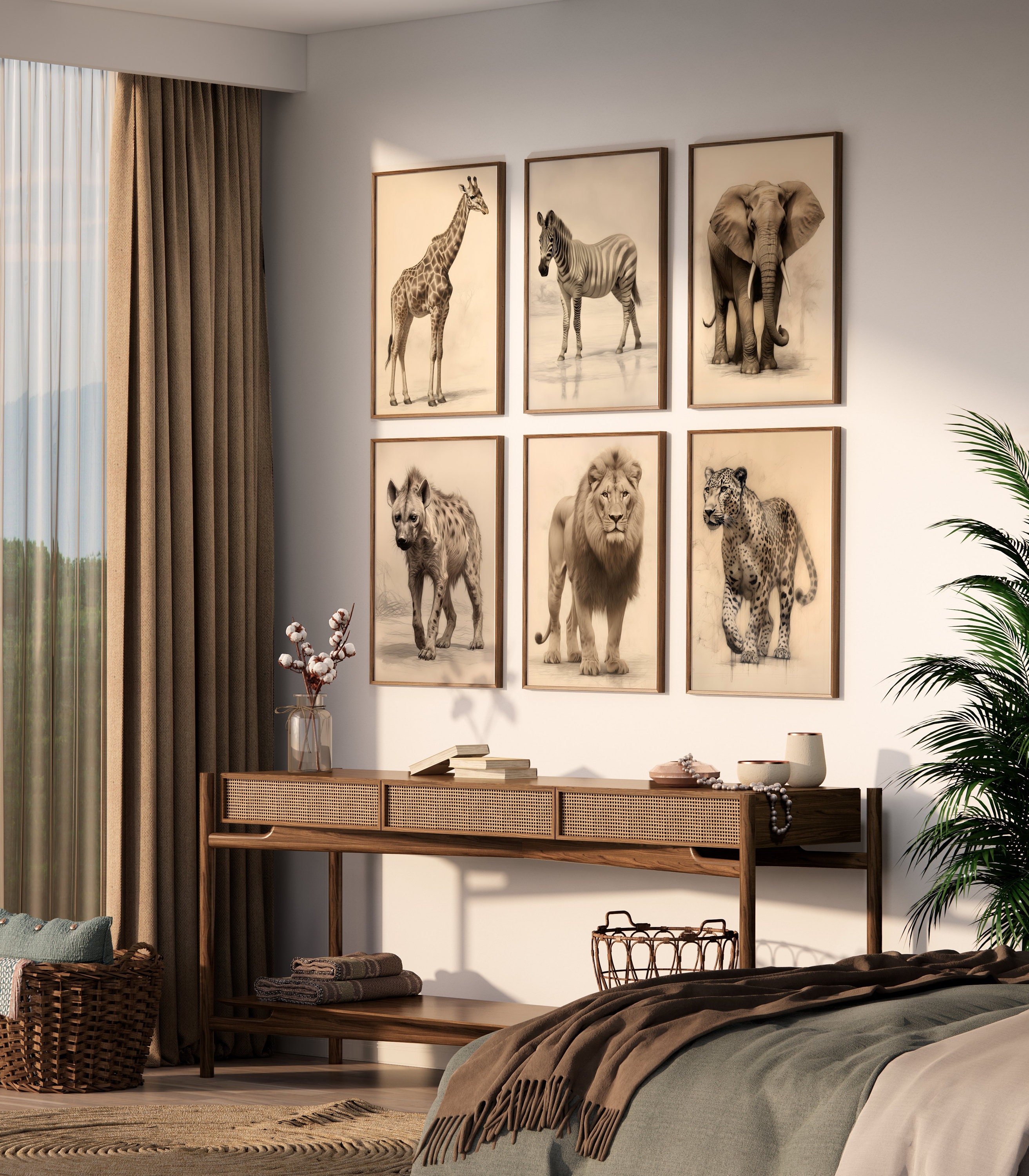 Safari Set of 6 Printable Safari Set | Downloadable Leopard Hyena Lion ...