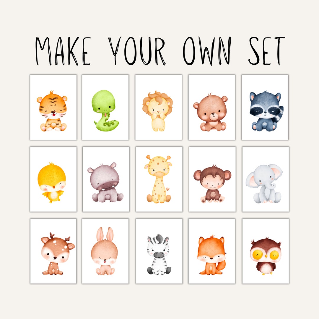 PRINTABLE Set of 3 Baby Animal Prints for Nursery Wall Art, Safari ...