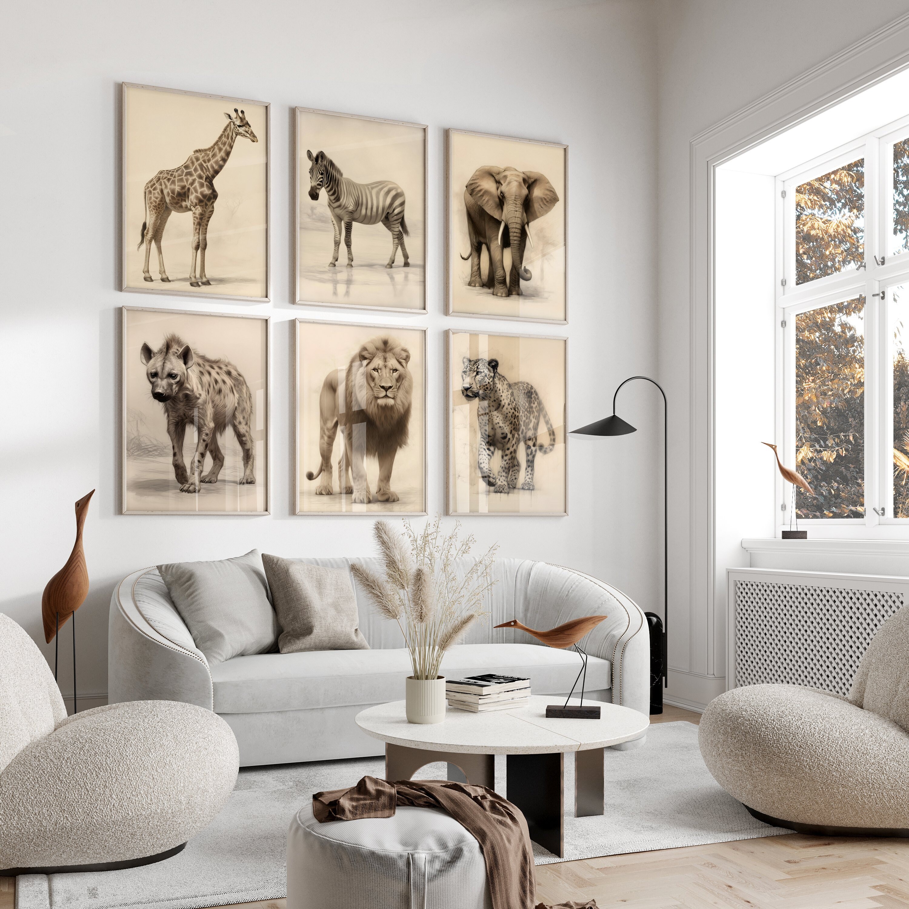 Safari Set of 6 Printable Safari Set | Downloadable Leopard Hyena Lion ...