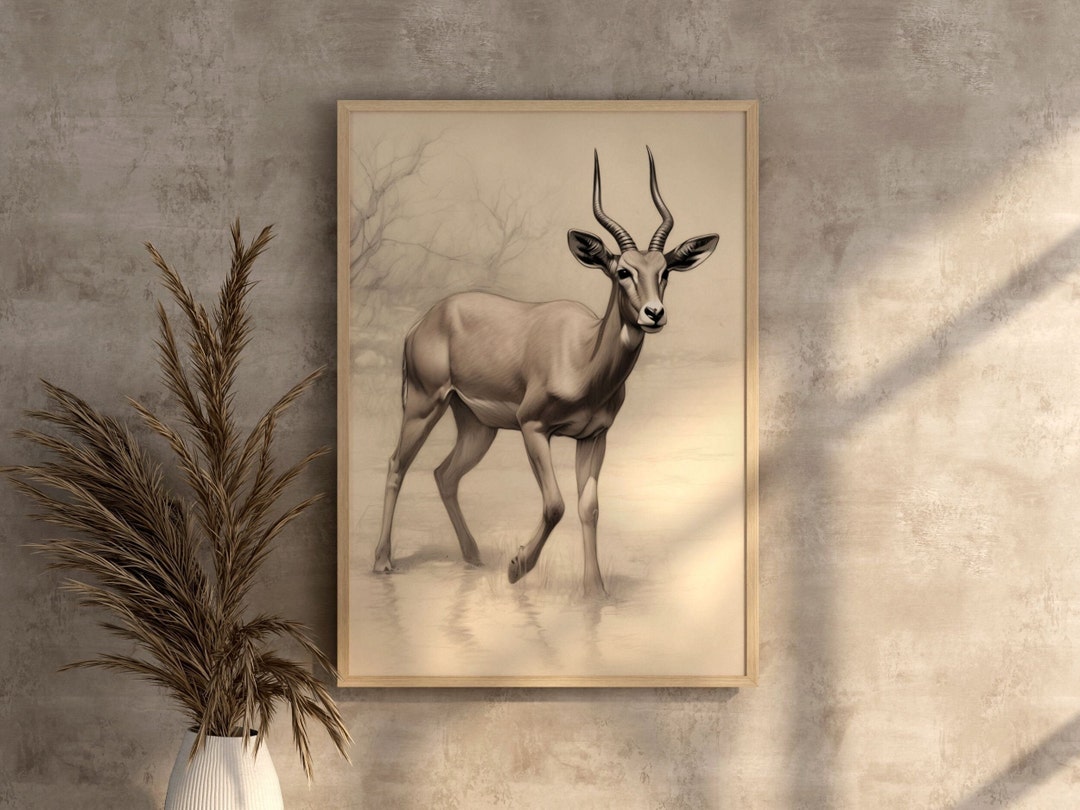 Antelope Digital Wall Poster for Office Decoration for Safari Nursery ...