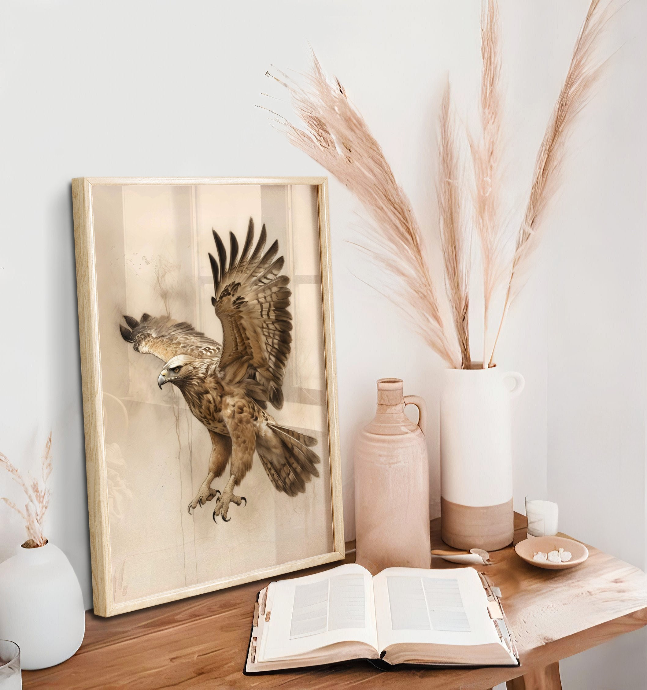 Hawk Falcon Art Digital Bird Poster Print Falcon Art Forest Animal ...