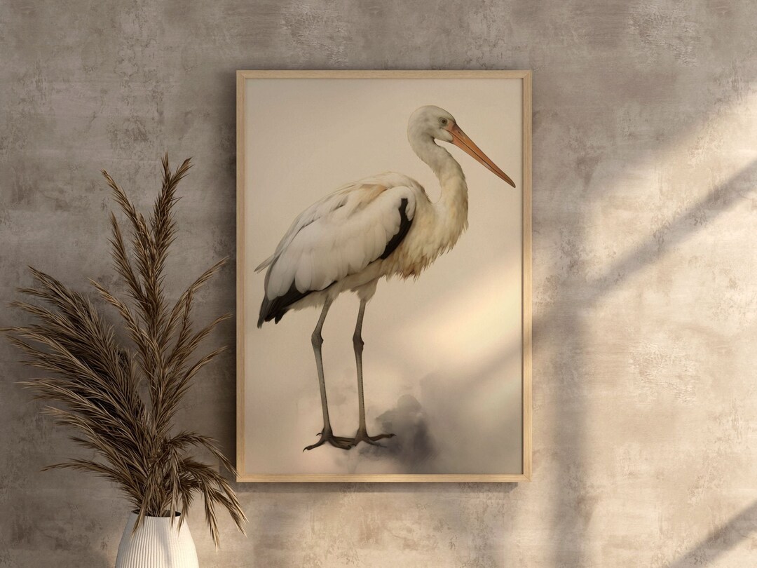 Printable Stork Bird Living Room Decor Digital Download Bird Printables ...