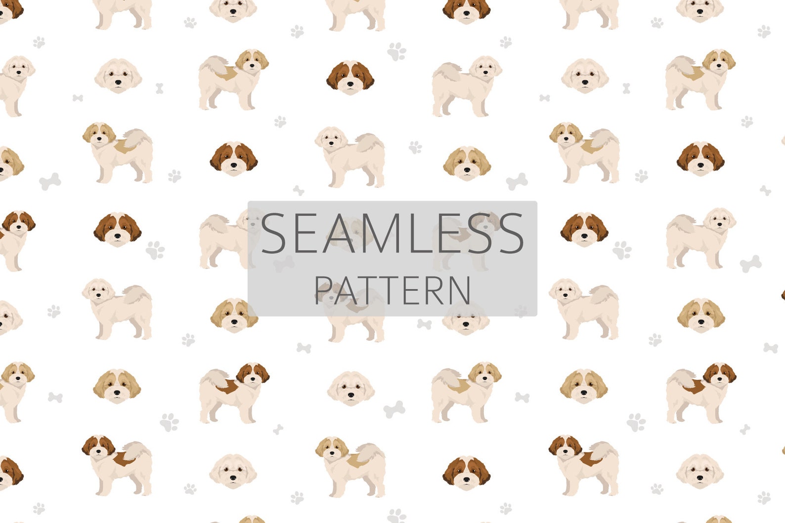 Lhasa Apso Bichon Frise Mix Clipart Bundle, La-chon Puppies Clipart ...
