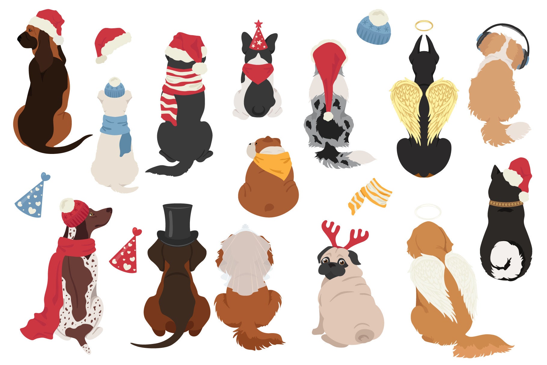 100 Backside Sitting Dog Breeds for Custom Portrait Creation. High ...