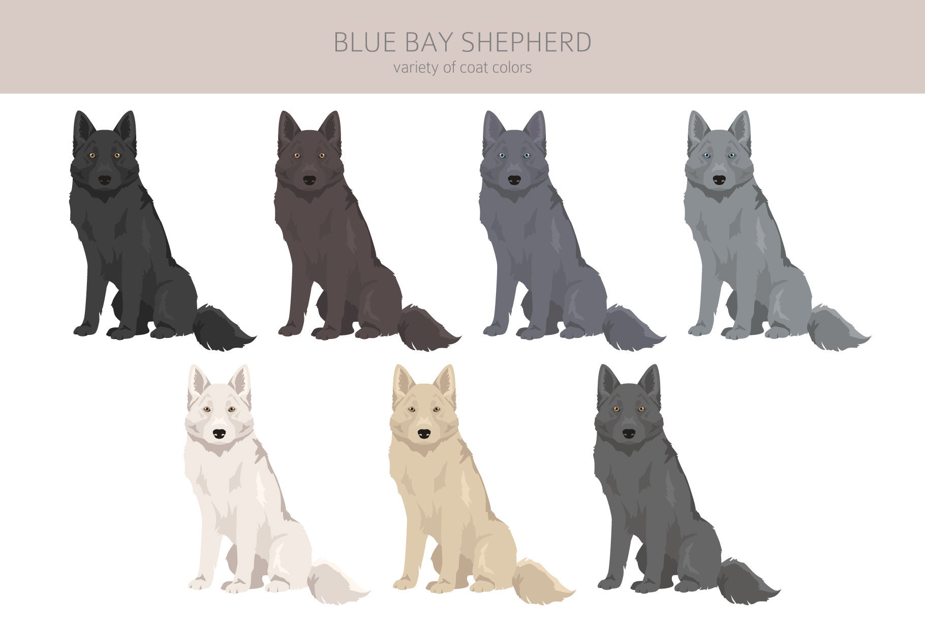 Blue Bay Shepherd Mix Clipart Bundle, Blue Shepherd Puppies Clipart ...