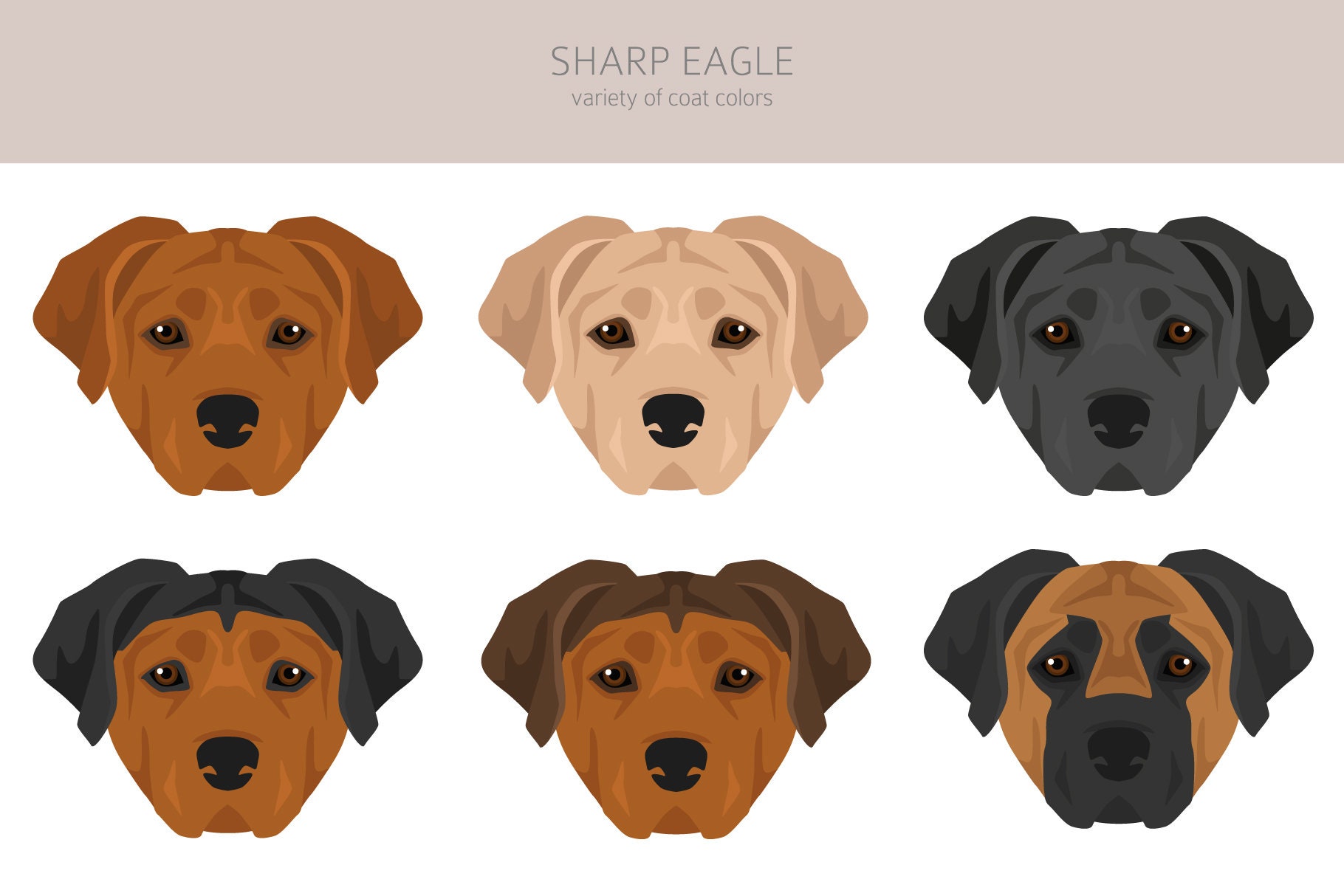 Shar Pei Beagle Poodle Mix Clipart Bundle, Sharp Eagle Puppies Clipart ...