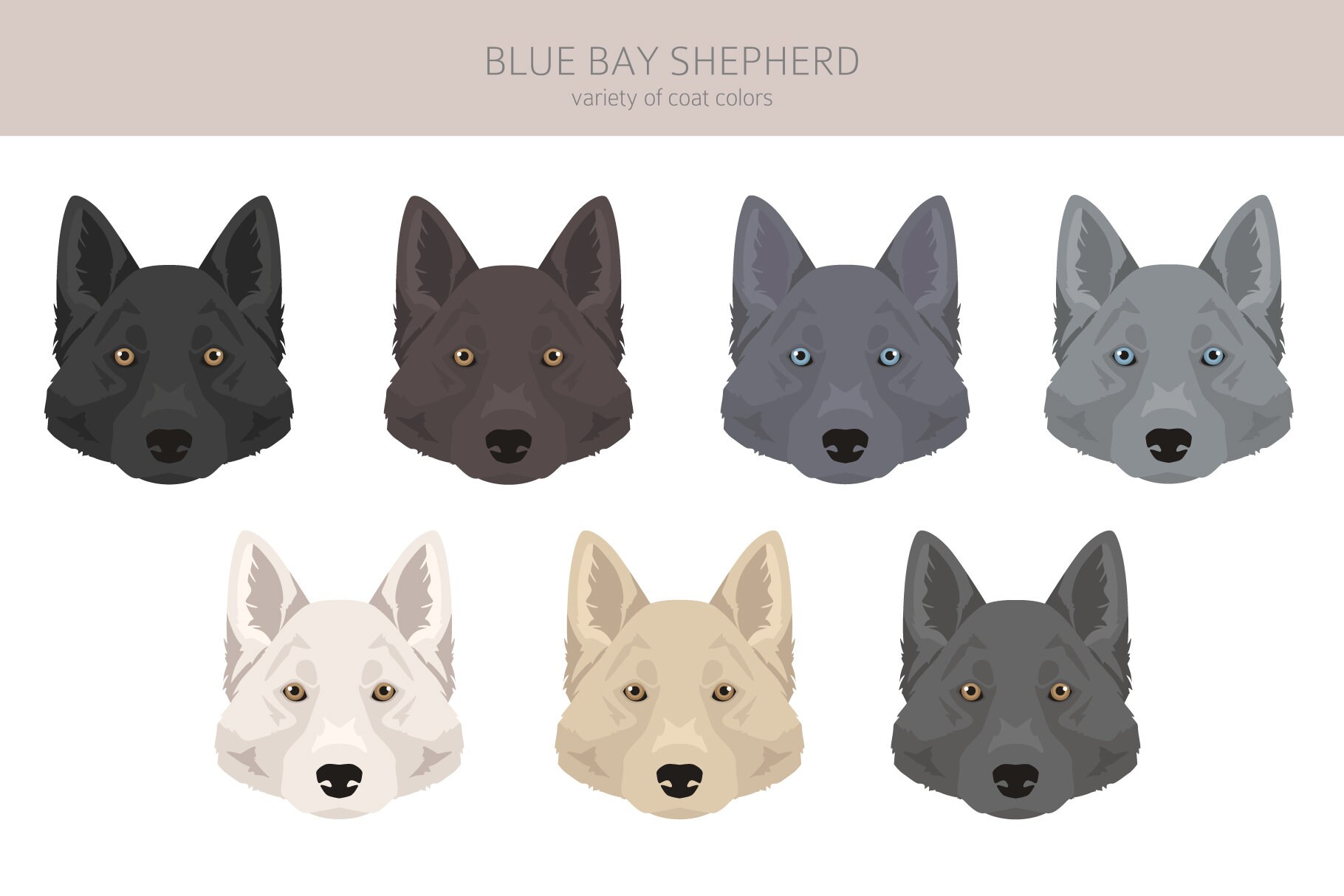 Blue Bay Shepherd Mix Clipart Bundle, Blue Shepherd Puppies Clipart ...