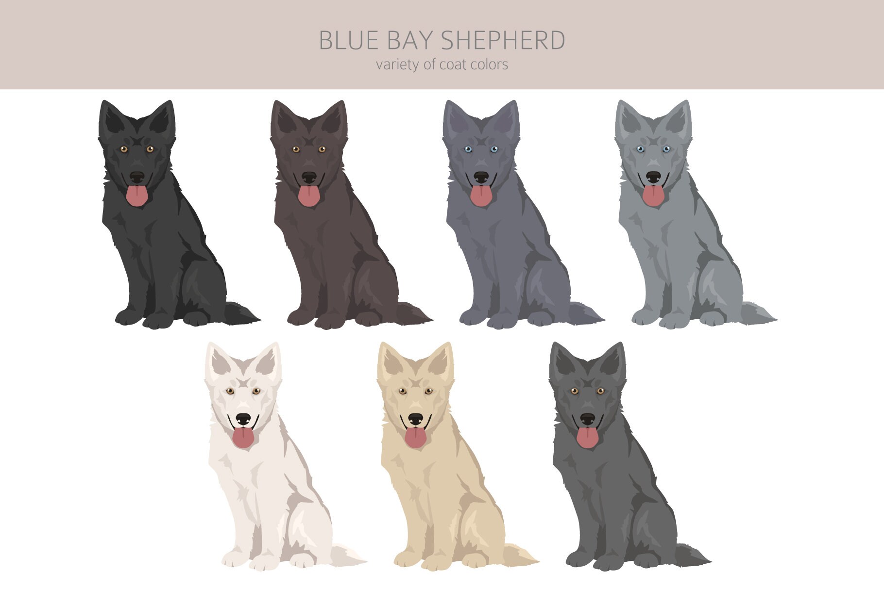 Blue Bay Shepherd Mix Clipart Bundle, Blue Shepherd Puppies Clipart ...