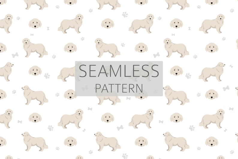 Great Pyrenees Clipart Bundle, Pyrenean Shepherd Puppy Clipart, Dog ...