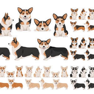 Welsh Corgi Pembroke Clipart Bundle, Pem Corgi Puppy Clipart, Dog High ...