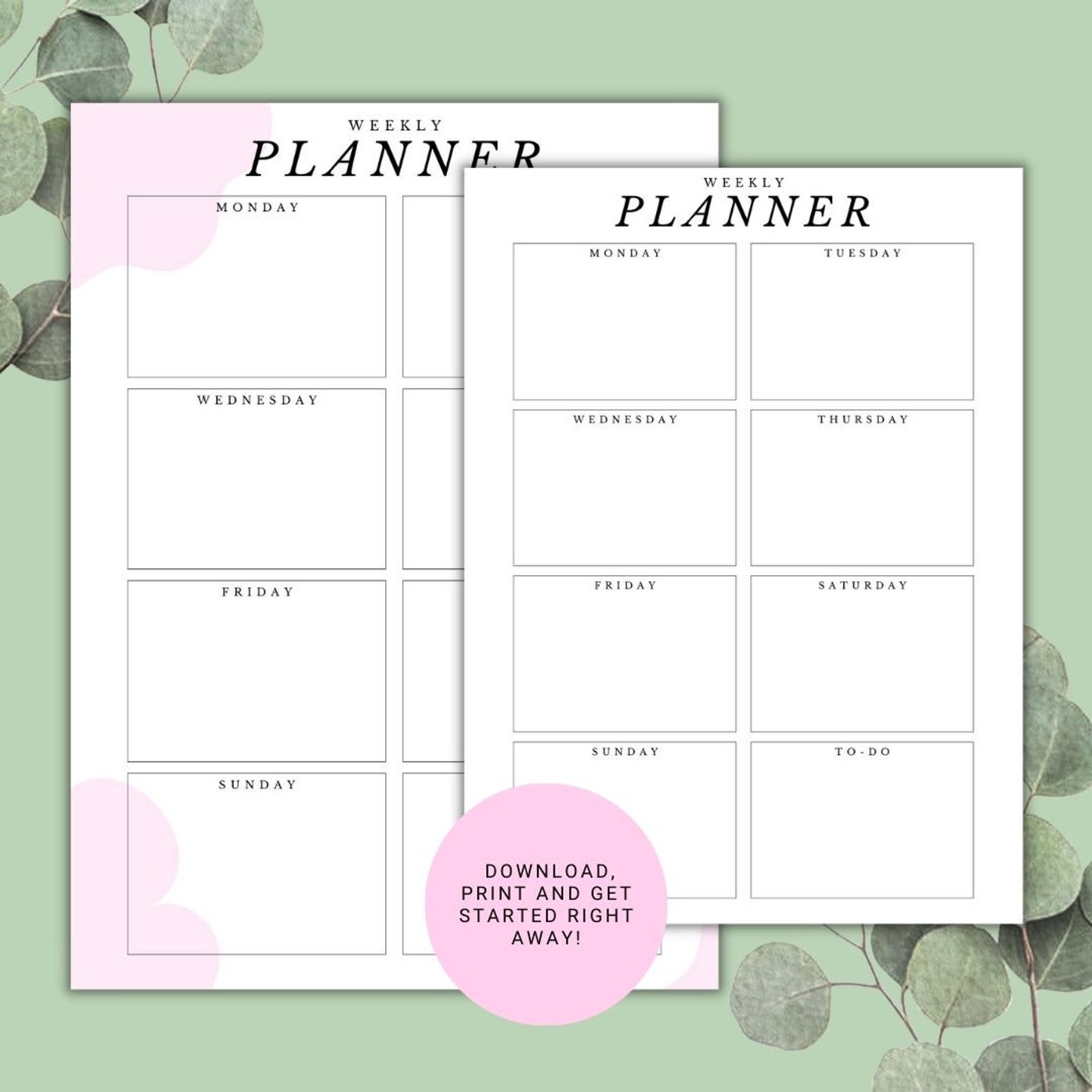 Simple Desk Planner, Weekly Planner Printable Landscape, Minimalist ...