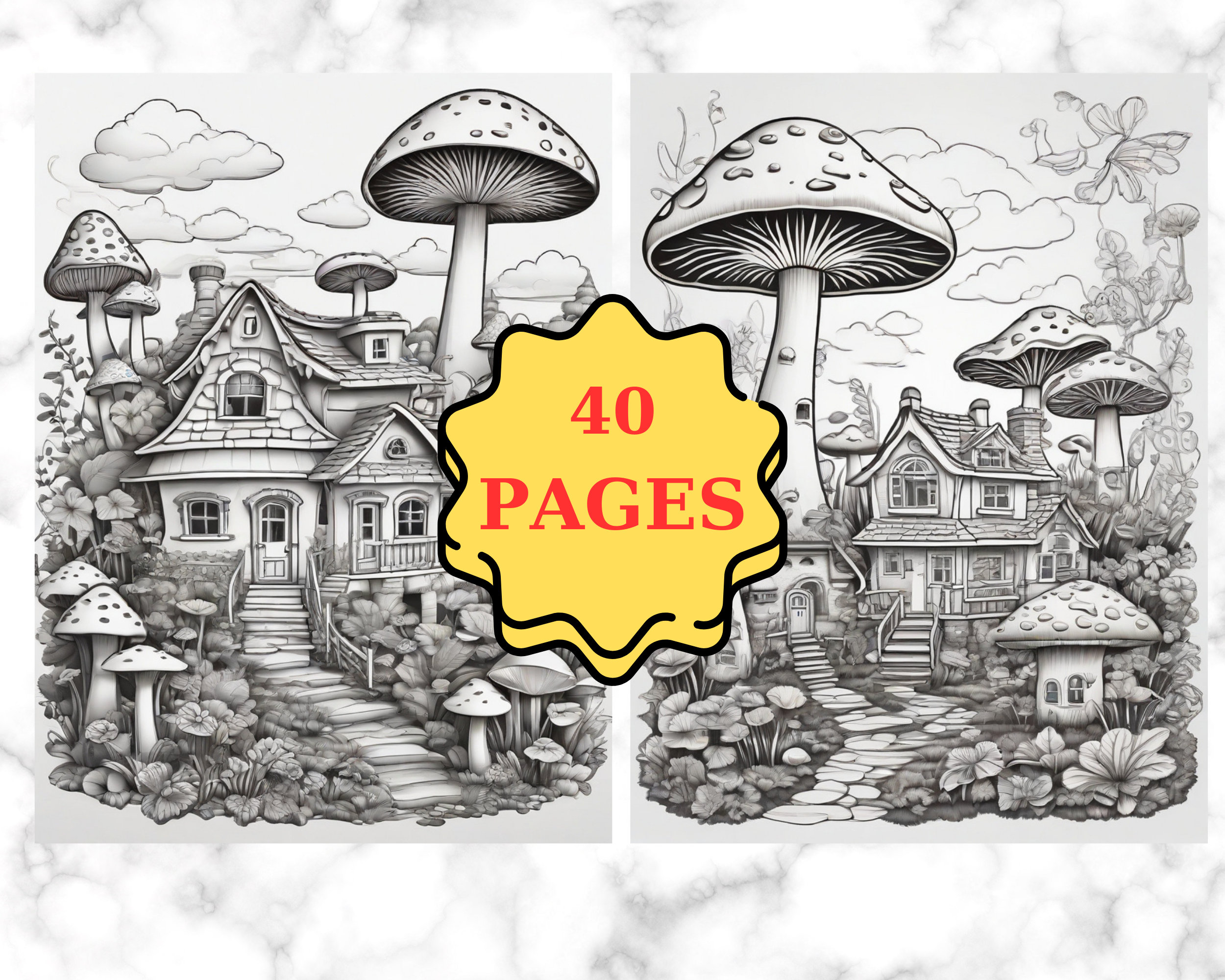 Mushroom House Coloring Pages Fascinating Printable Art and Creativity ...