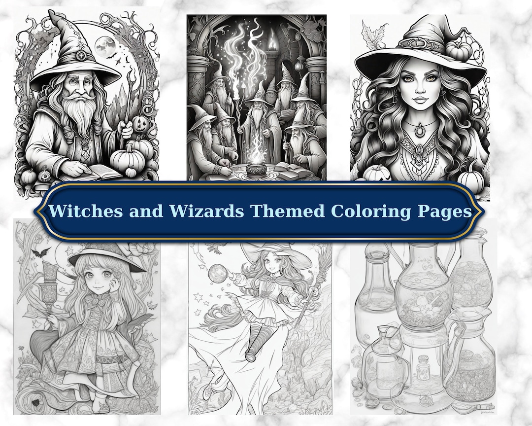 Magical Wizards and Witches Coloring Pages - Magical Adult and Child ...