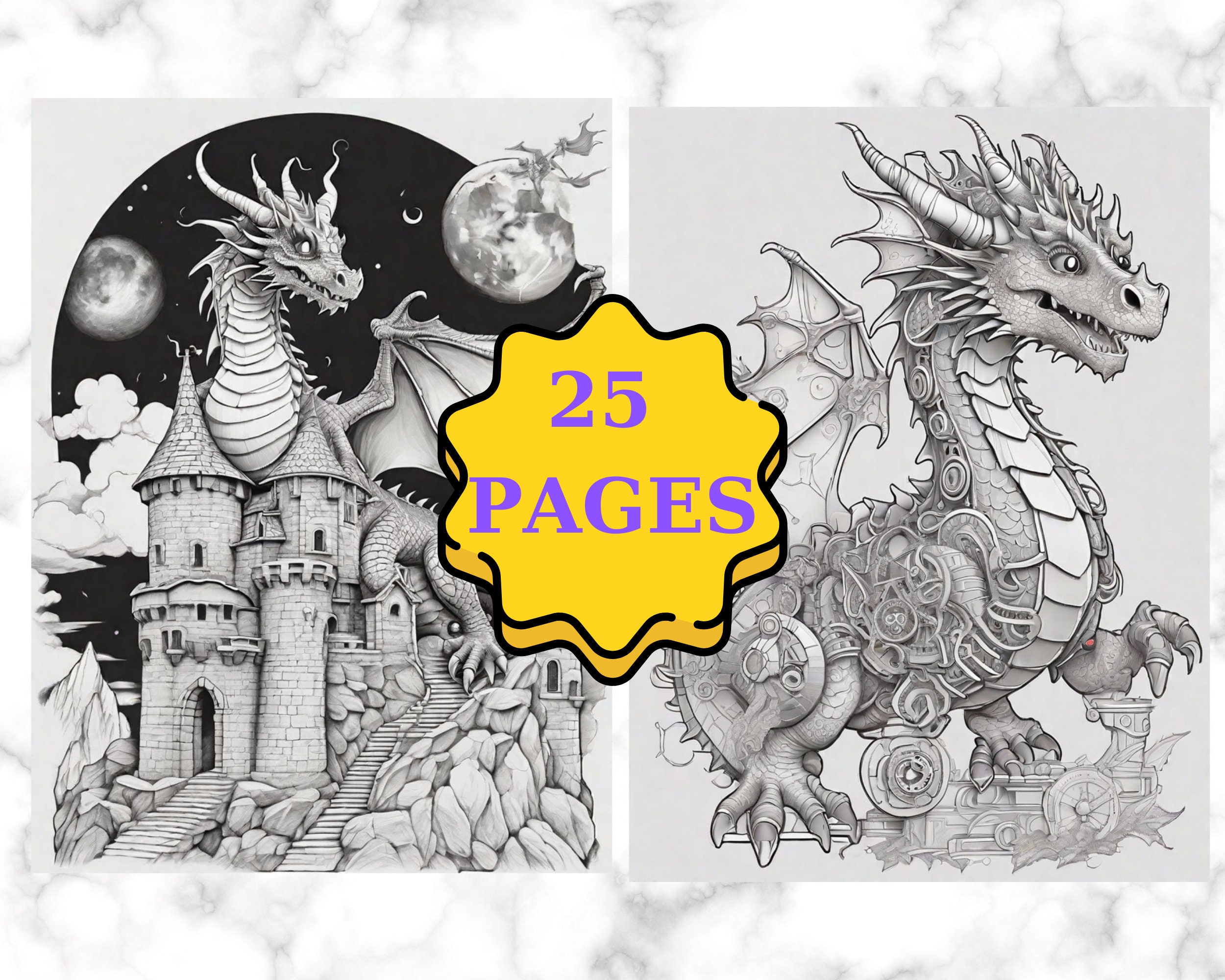 Enchanted Dragon Coloring Page Printable Fantasy Art for Kids and ...