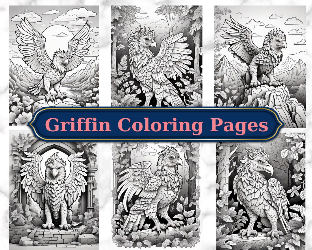 Magical Griffin Delight: Enchanting Fantasy Coloring Pages for Adults ...