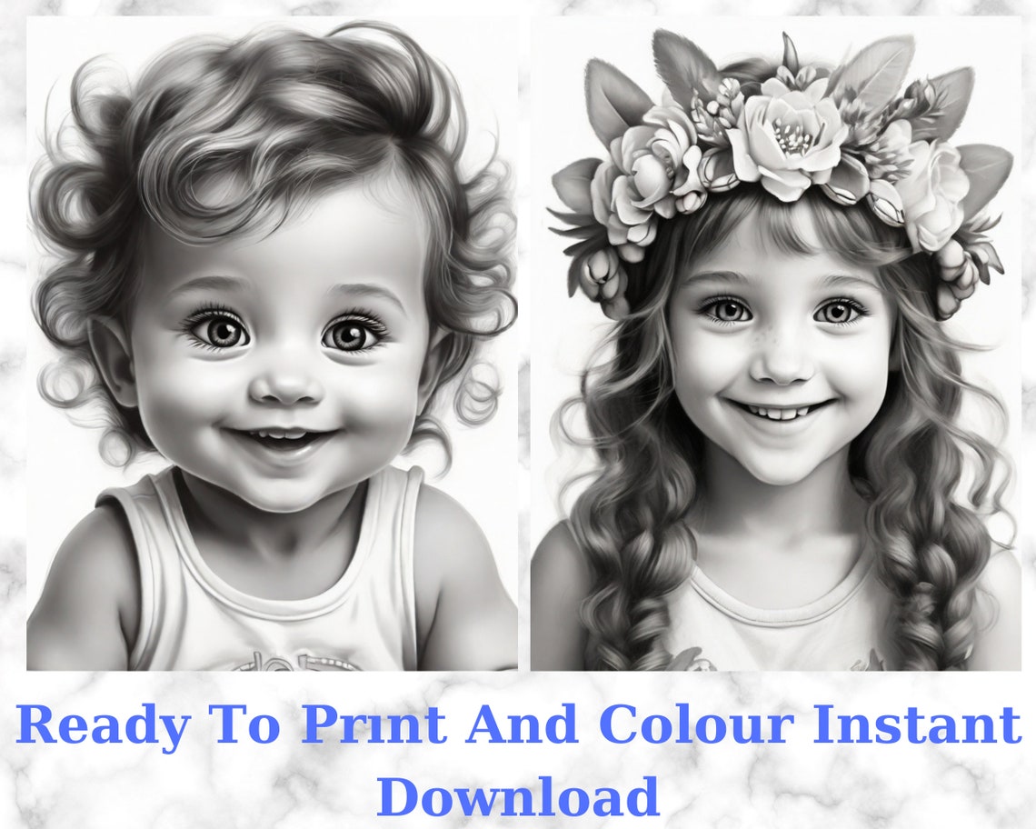 Cute Grayscale Babies: Coloring Pages With the Elegance of Delicate Art ...