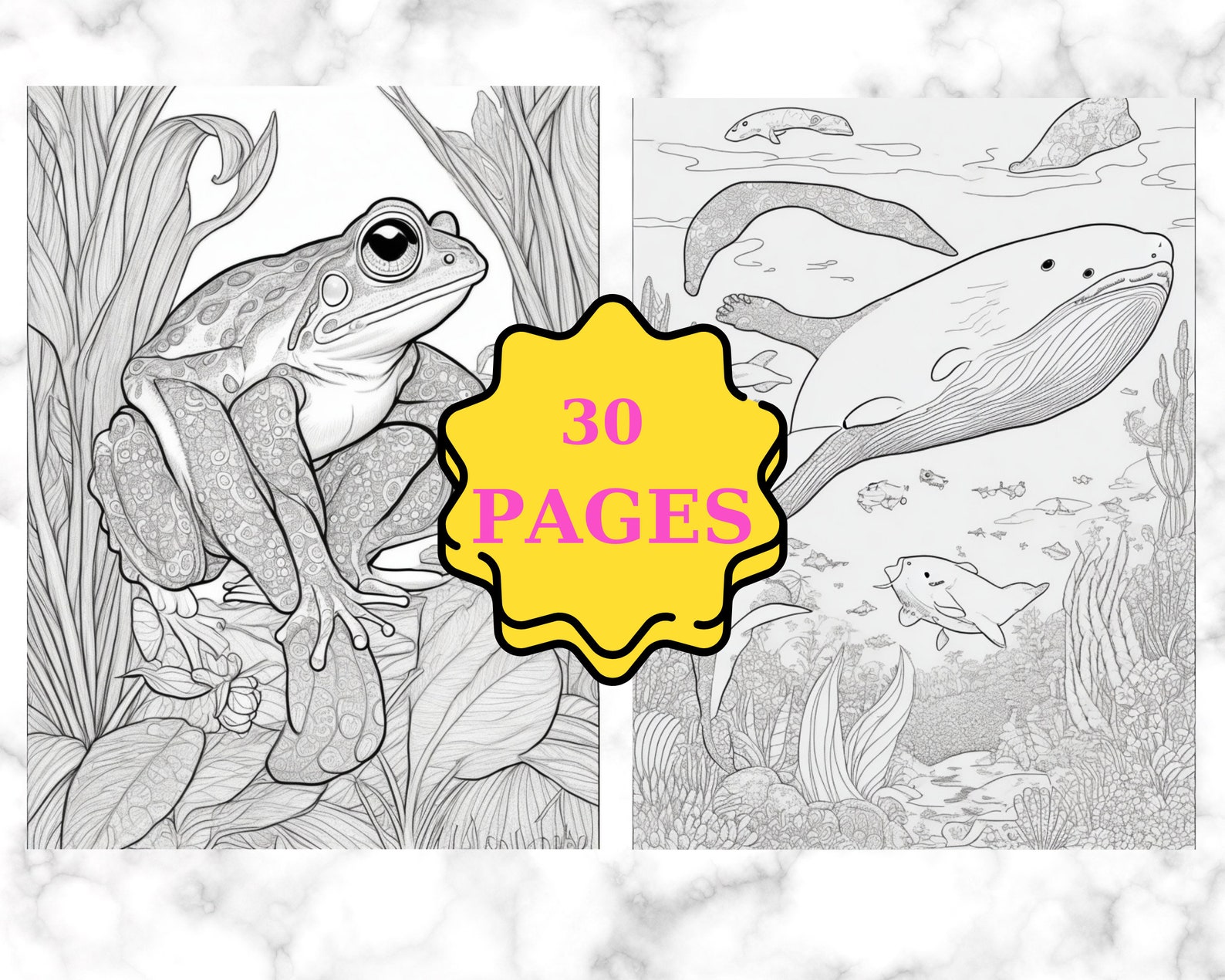 Ocean Inspired Coloring Pages Underwater Animals Coloring - Etsy