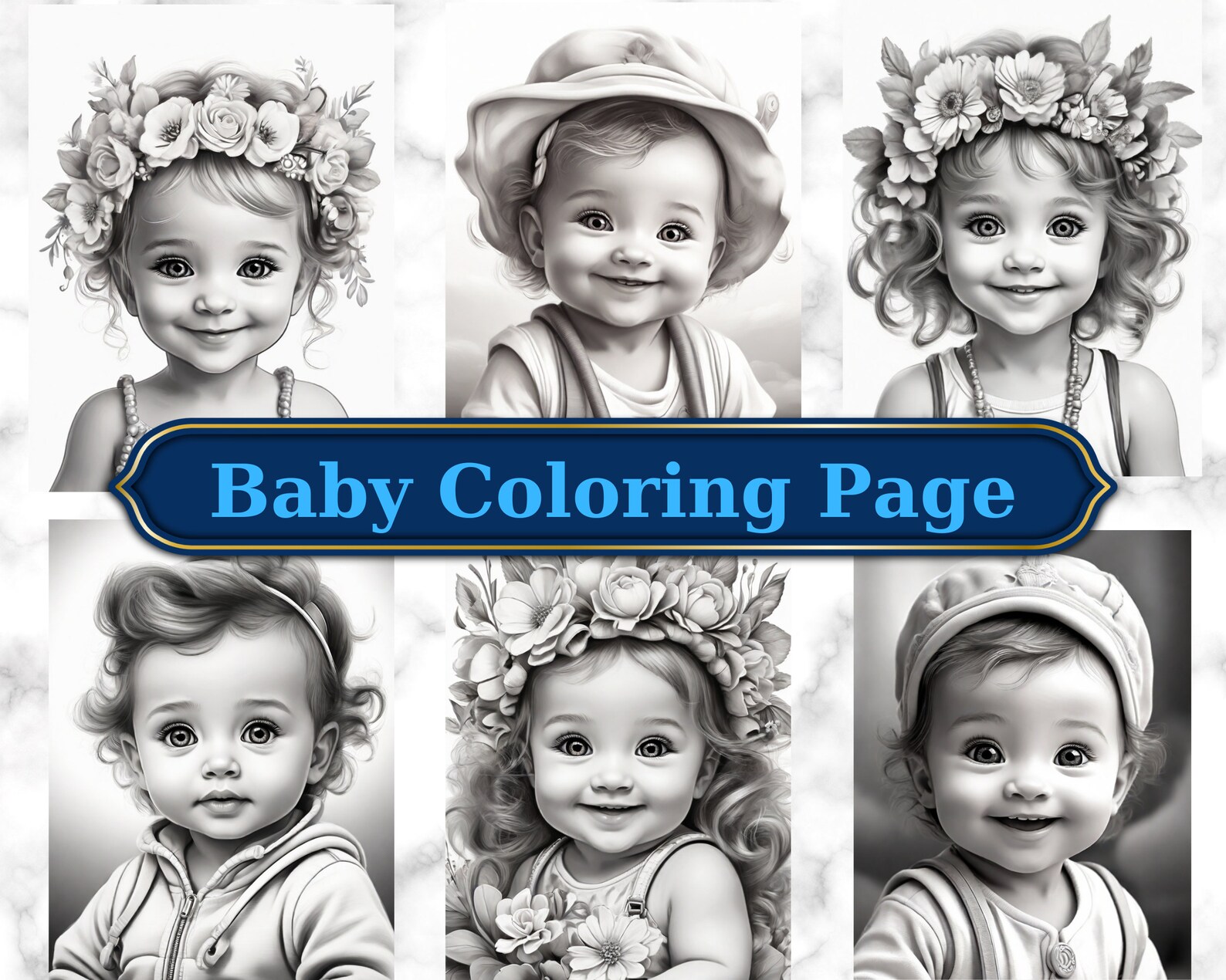 Cute Grayscale Babies: Coloring Pages With the Elegance of Delicate Art ...