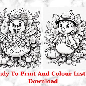 Thanksgiving Coloring Pages Printable Fall Turkey and Pumpkin Art ...