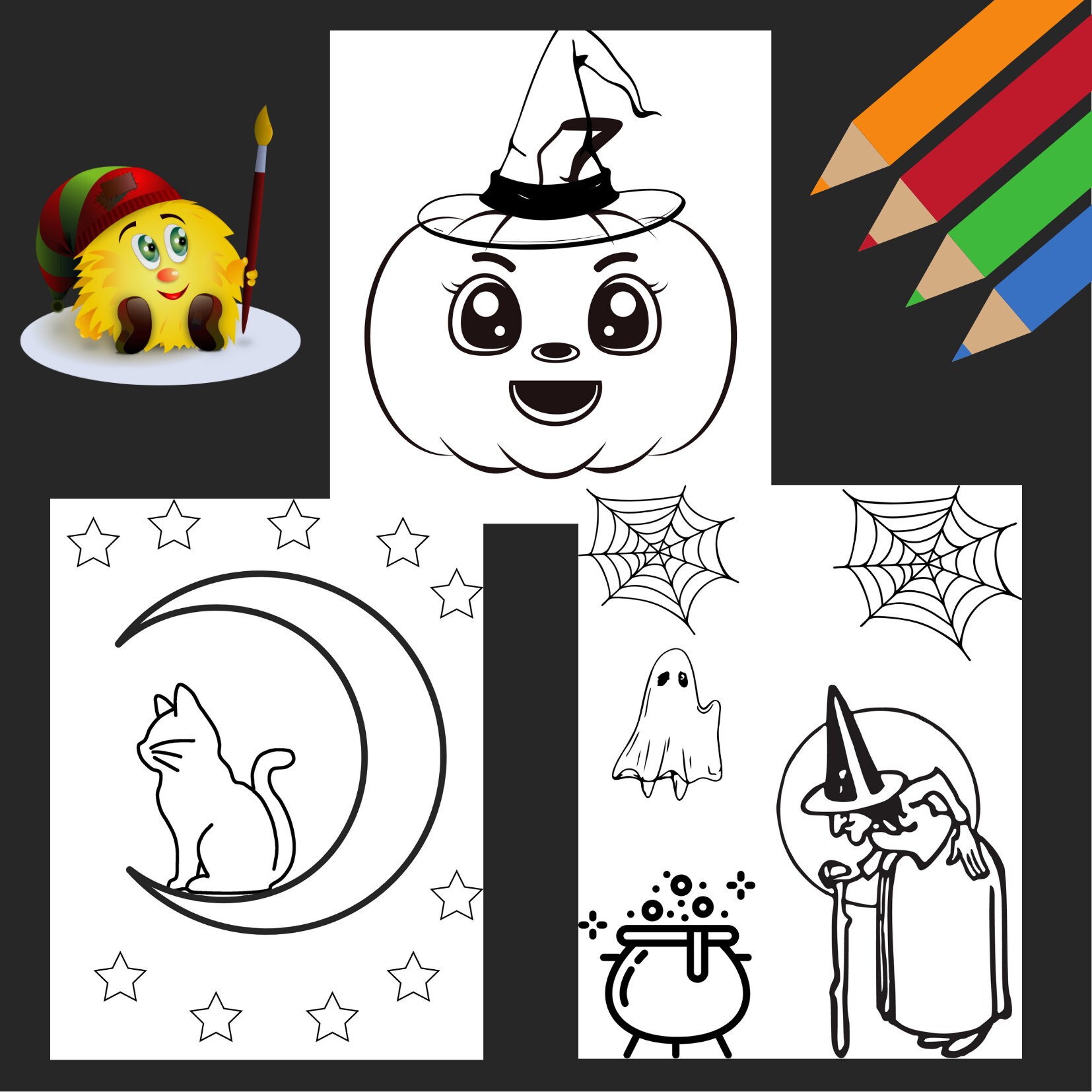 Spooky Halloween Coloring Pages Printable, Kids & Adults, Halloween ...
