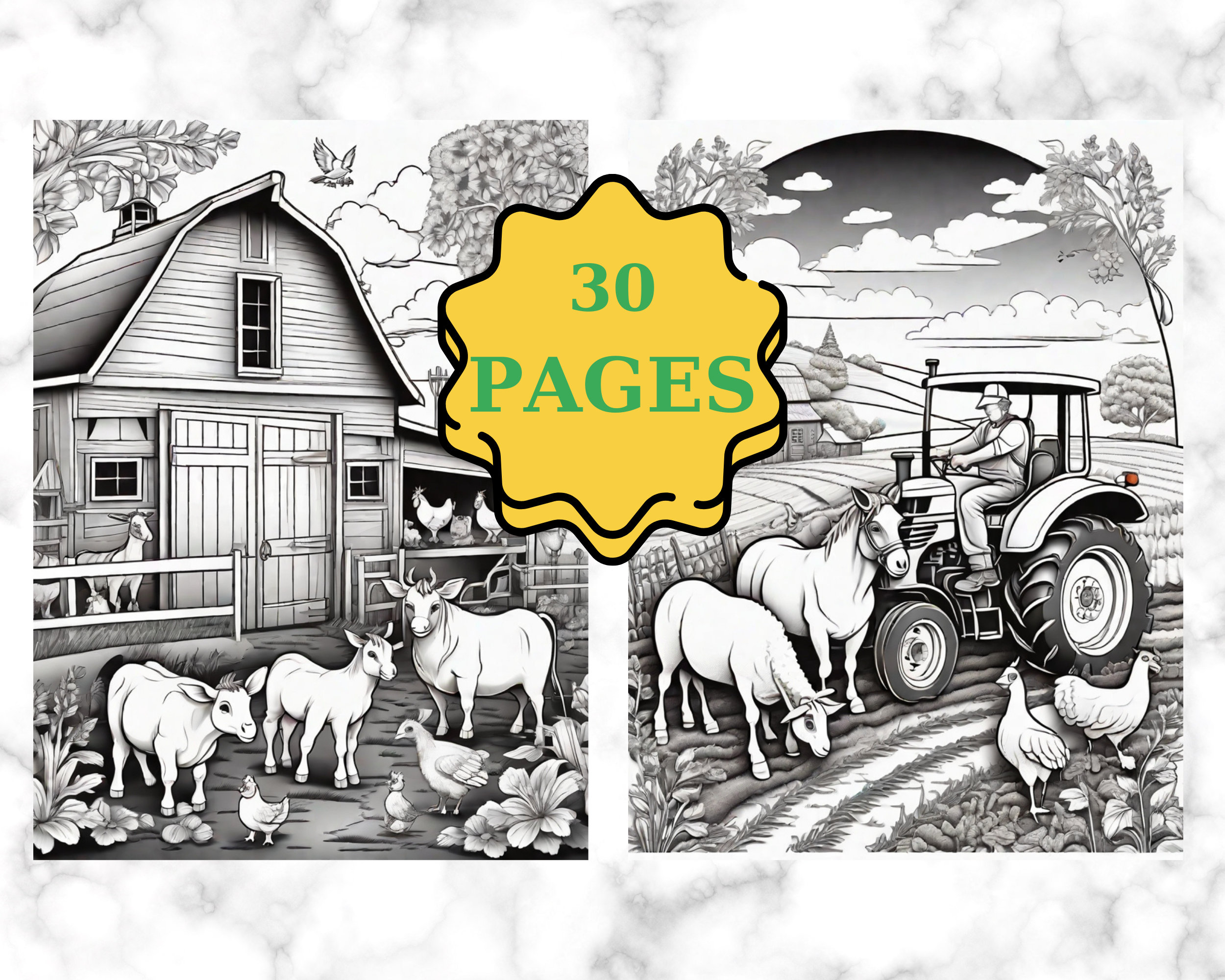 Printable Farm Animal Coloring Pages for Kids and Adults: Creative Fun ...