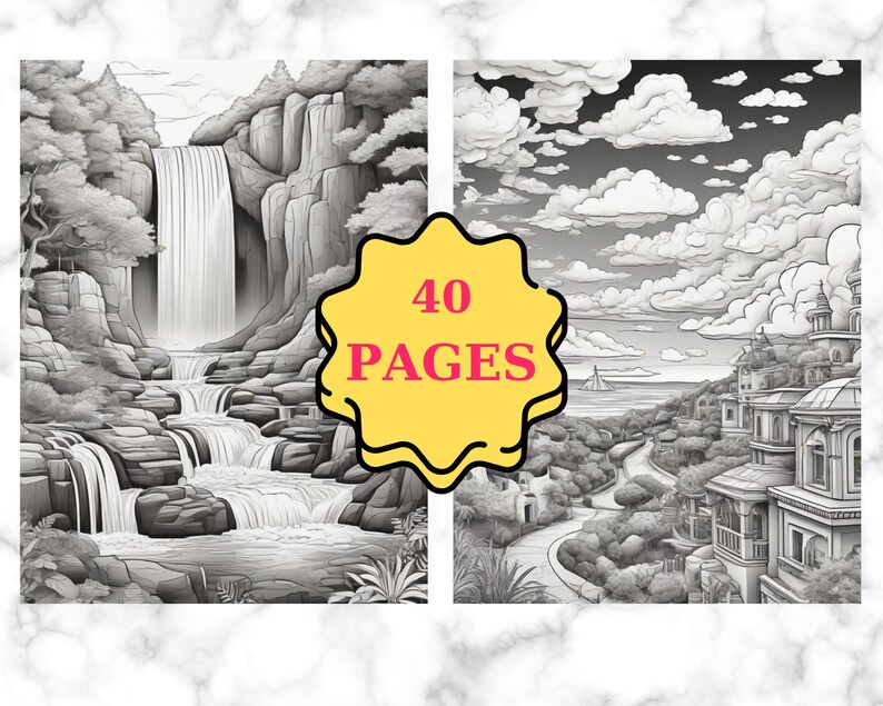 Nature's Palette: Printable Landscape Coloring Pages for Relaxation and ...