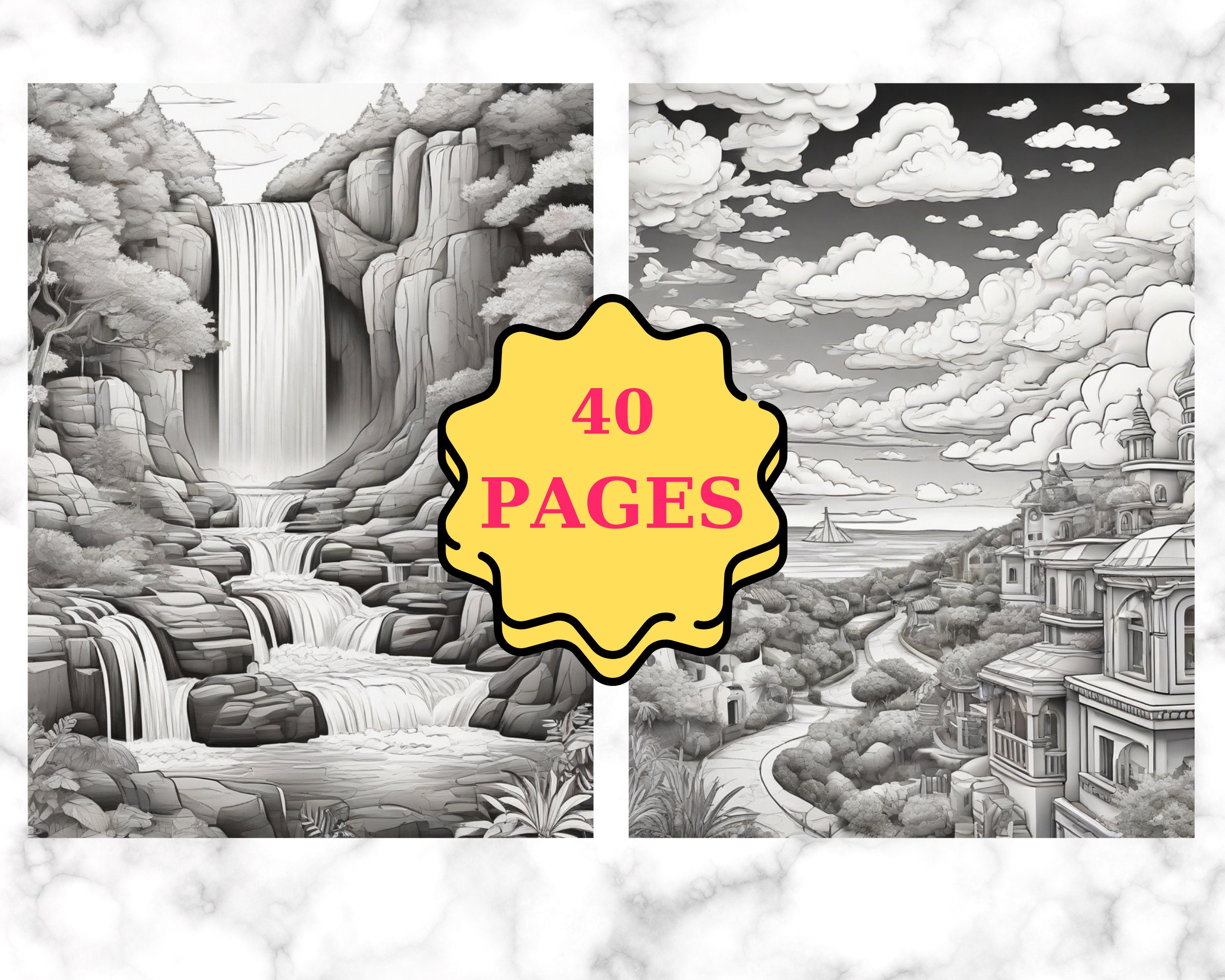 Nature's Palette: Printable Landscape Coloring Pages for Relaxation and ...