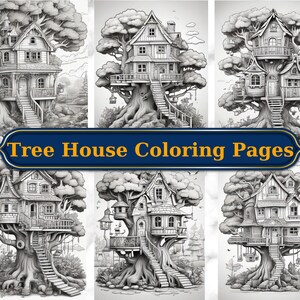 Whimsical Treehouse Adventures Coloring Pages Printable Art for Kids ...