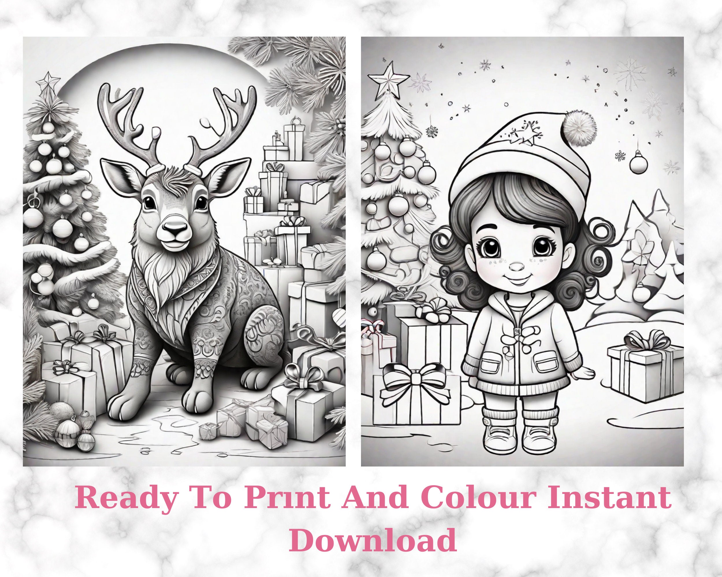 Festive Christmas Coloring Pages for Kids and Adults Christmas Art for ...