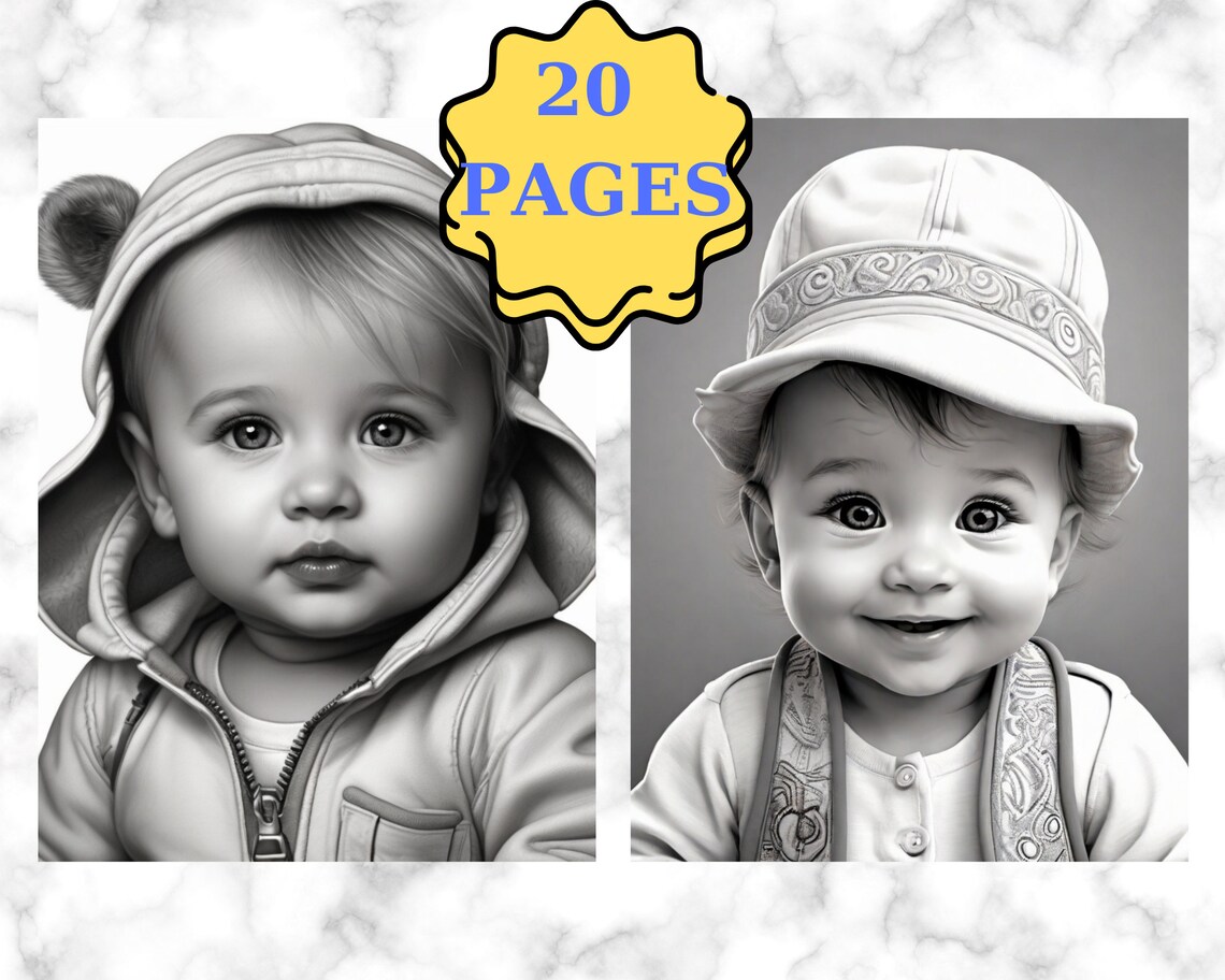 Cute Grayscale Babies: Coloring Pages With the Elegance of Delicate Art ...
