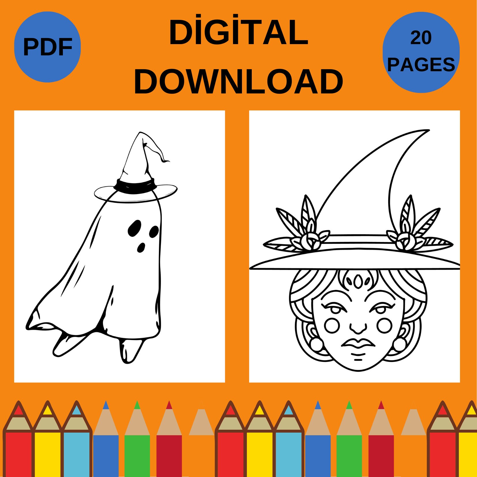 Spooky Halloween Coloring Pages Printable, Kids & Adults, Halloween ...