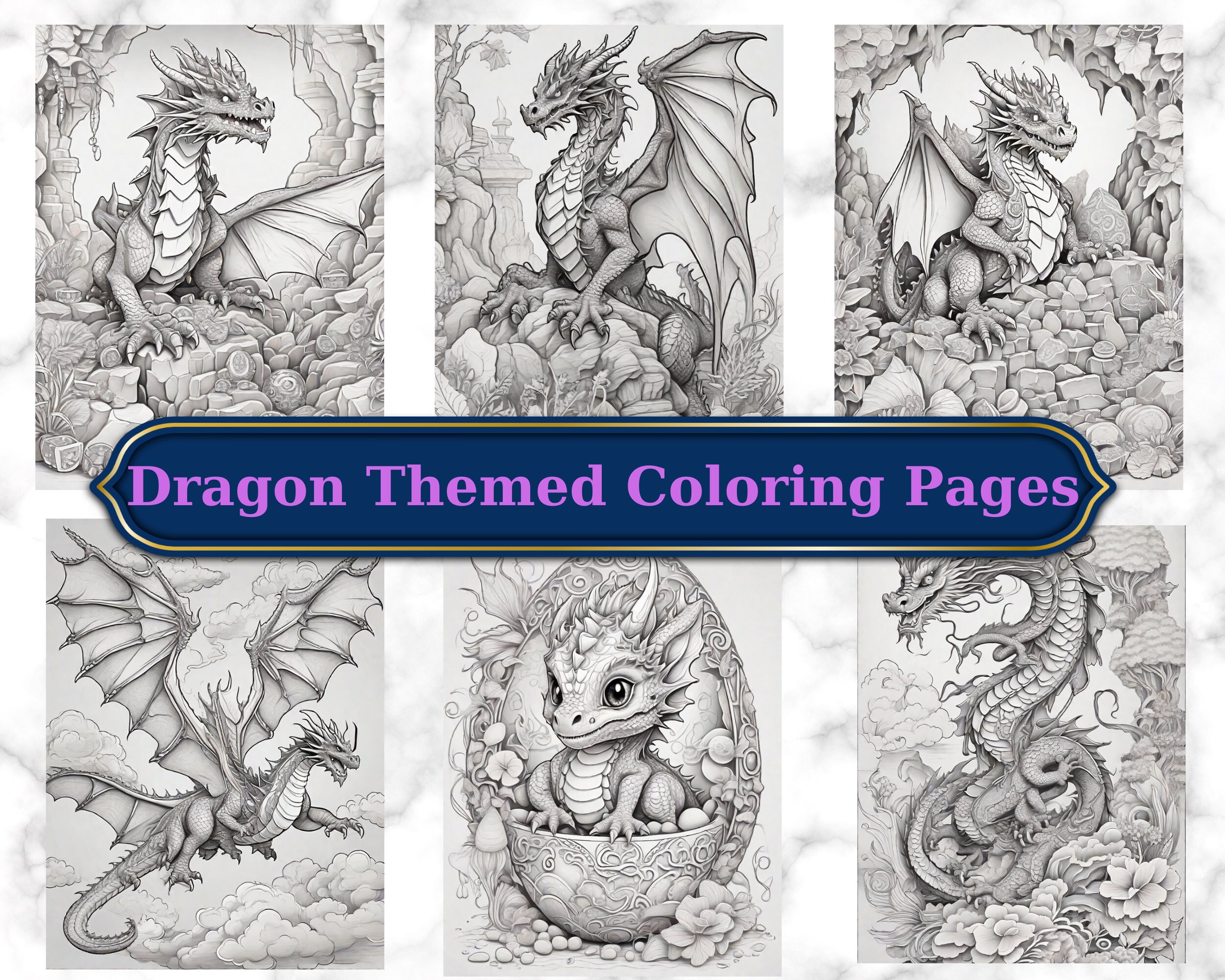 Enchanted Dragon Coloring Page Printable Fantasy Art for Kids and ...