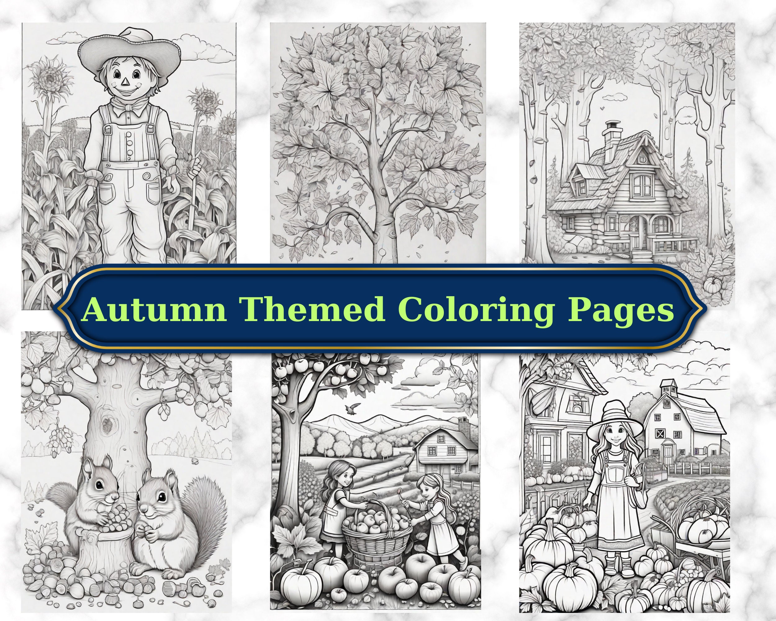Autumn Coloring Pages Printable Fall Leaves and Harvest Designs DIY ...