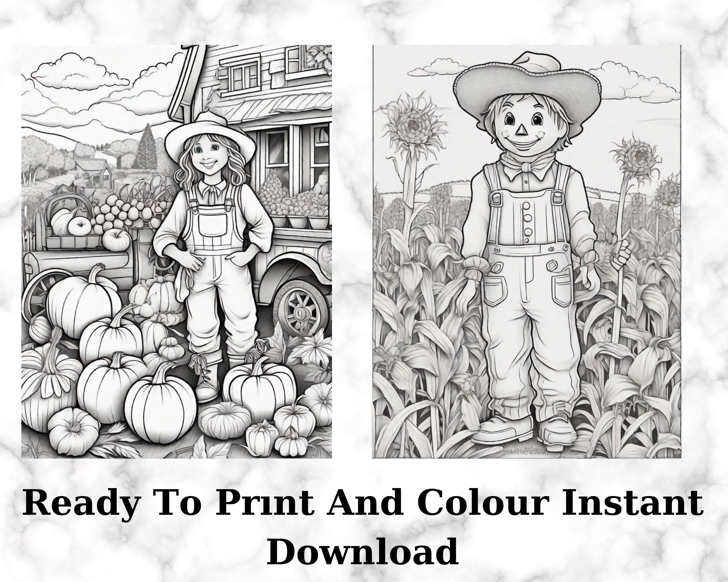 Autumn Coloring Pages Printable Fall Leaves and Harvest Designs DIY ...