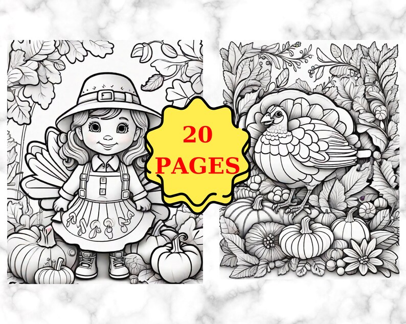 Thanksgiving Coloring Pages Printable Fall Turkey and Pumpkin Art ...