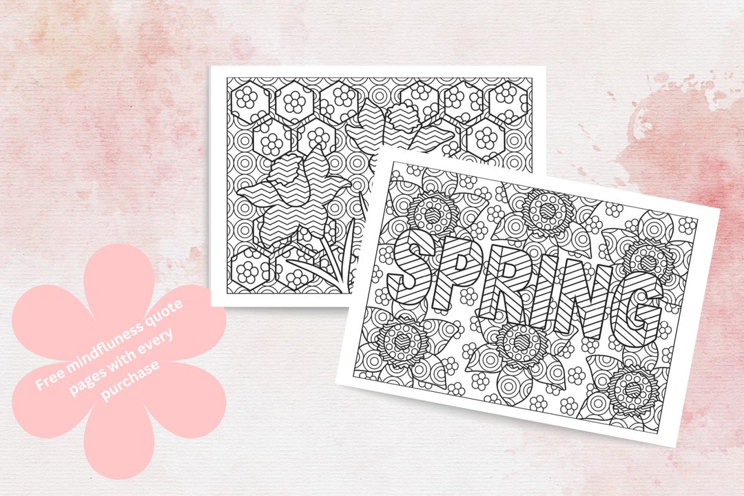 Spring Mindfulness Colouring Pages With Free Gift - Printable Sheets ...